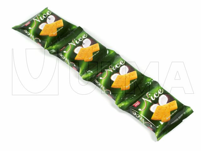 Biscuit group packaging in strings in flow pack wrapper — ULMA Packaging